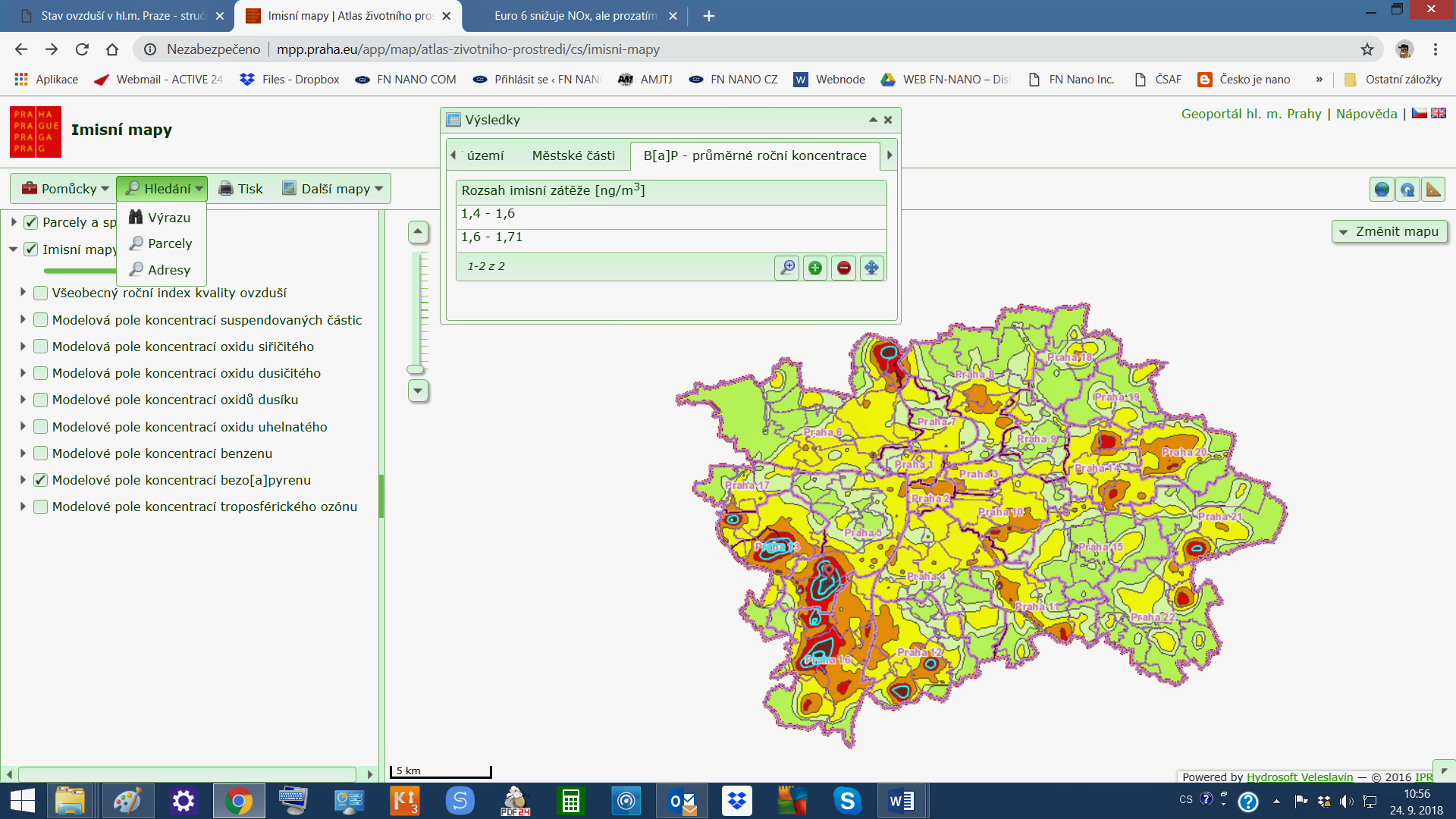 Imisn° mapa Prahy (BaP) – FN NANO